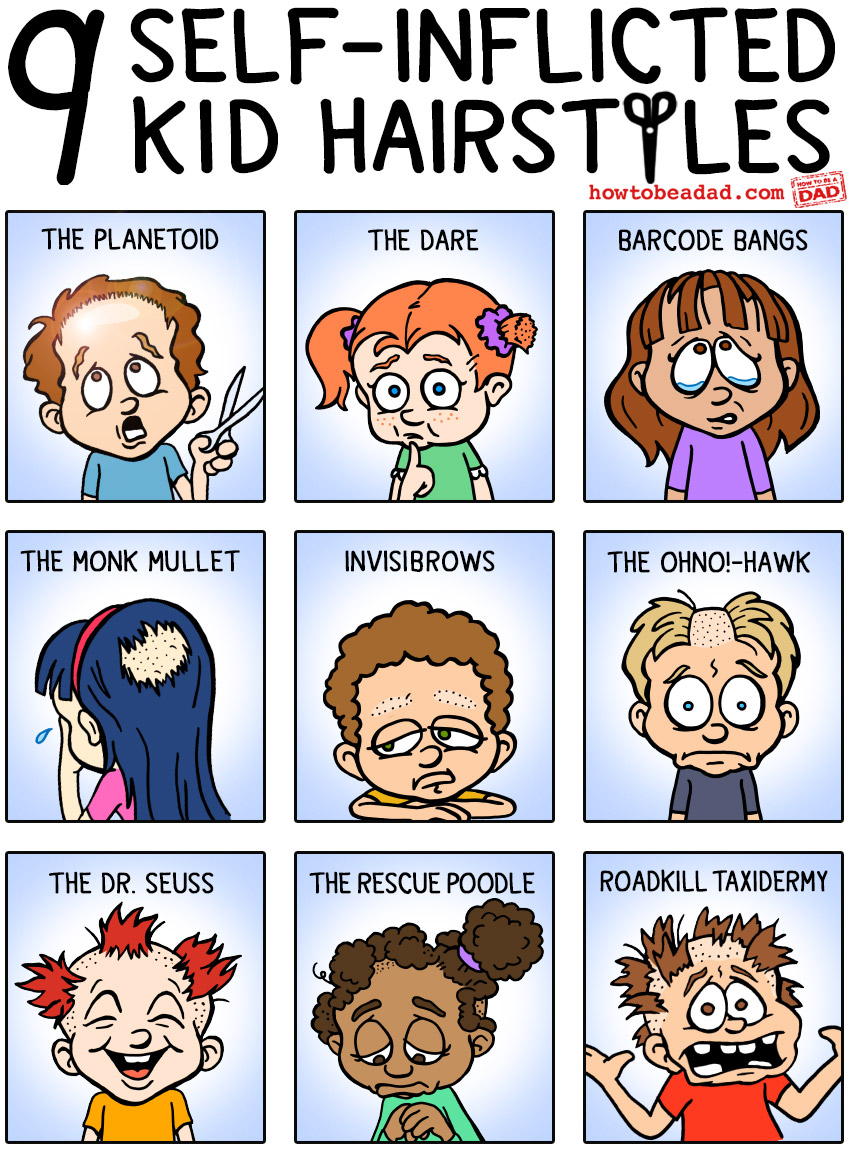 HowToBeADad.com – 9 Self-Inflicted Kids’ Haircuts (A Cartoon-ized Style ... HowToBeADad.com – 9 Self-Inflicted Kids’ Haircuts (A Cartoon-ized Style ...
